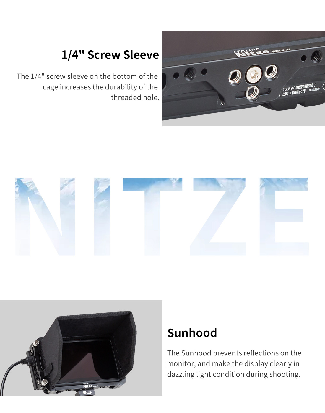 NITZE MONITOR CAGE WITH SUNHOOD FOR ATOMOS NINJA V / SHINOBI 5” | TP2-NINJA V – WeDunk : บริษัท ...